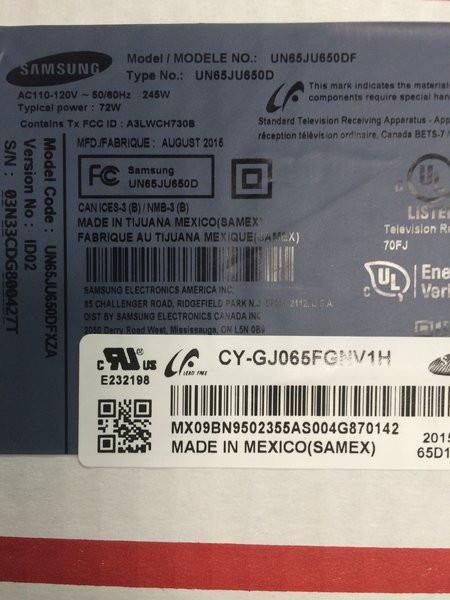 SAMSUNG UN65JU650DF LED STRIPS CY-GJ065FGNV1H – Torres TV Parts